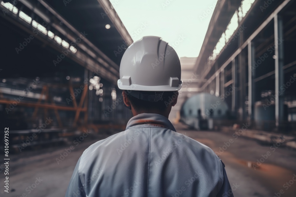 engineer or foreman with safety helmet at construction site, industrial ...