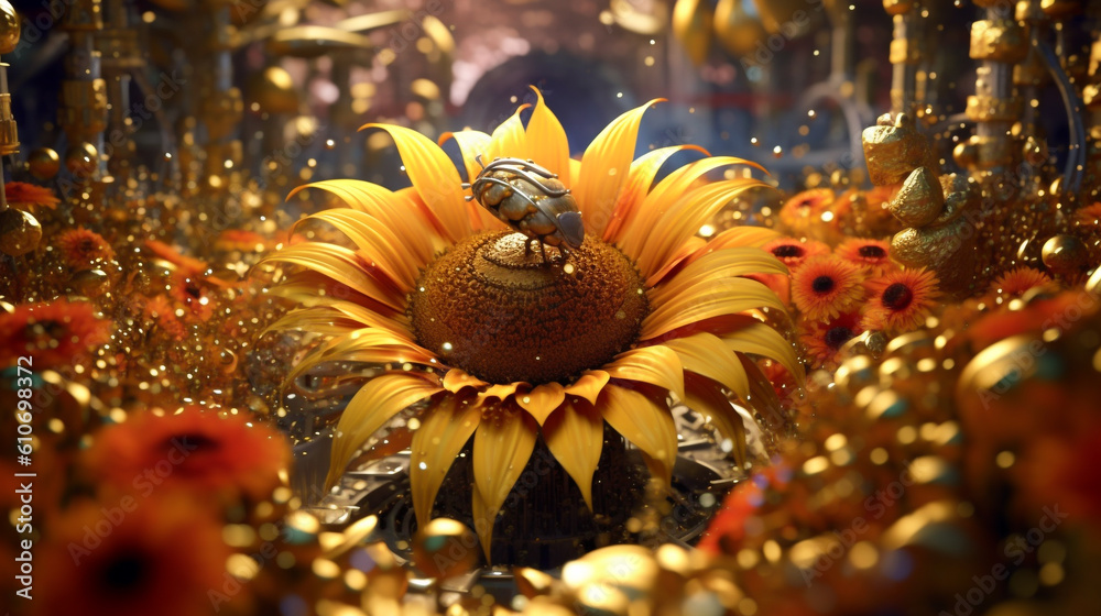 AI-Generated Cosmic Sunflower: Astronaut Amongst Fantastical Blooms ...