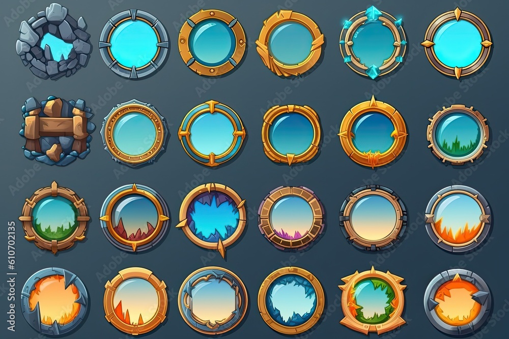 Game ui fantasy frames, rank frames, Ui game borders evolution wooden ...