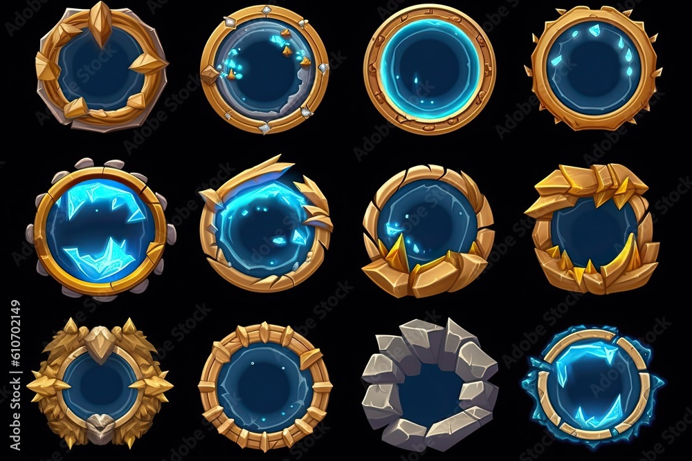 Game ui fantasy frames, rank frames, Ui game borders evolution wooden ...