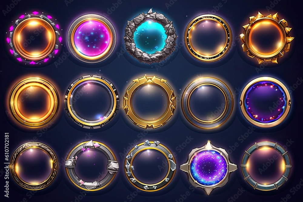 Rank Circle Frames Ui Game Borders Evolution Frames For Rpg Game