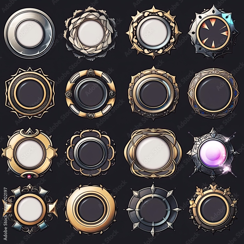 Rank circle frames, Ui game borders evolution frames for rpg game ...