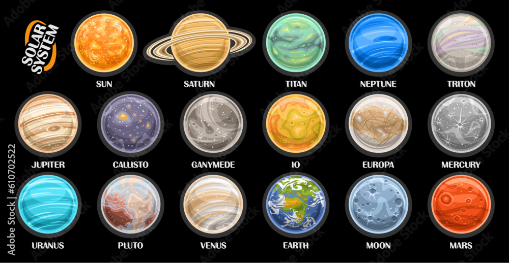 Vector Planet Set, lot collection of cut out illustrations solar system ...