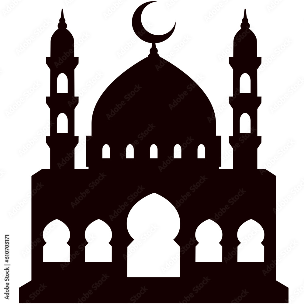 Mosque vector illustration. Silhouette mosque icon for sign and symbol ...