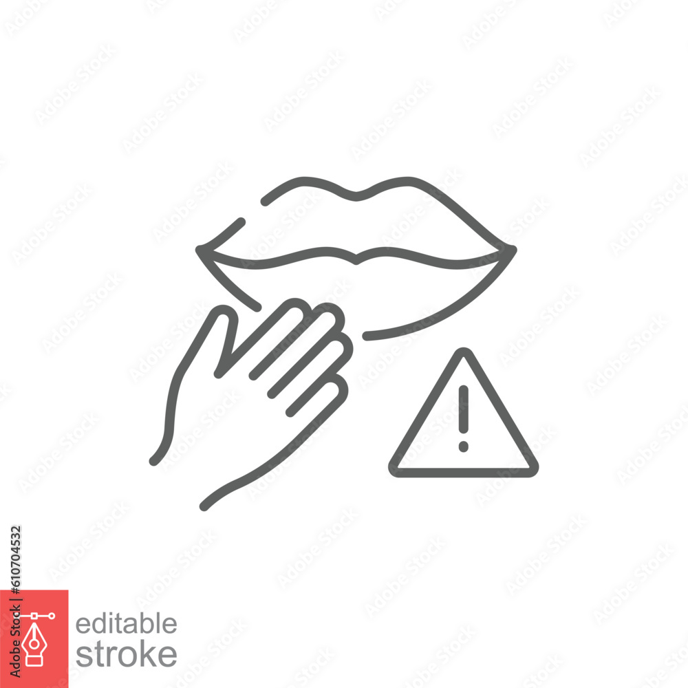 Do not touch mouth icon. Simple outline style. Avoid touching face ...