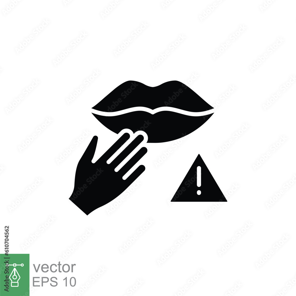 Do not touch mouth icon. Simple solid style. Avoid touching face ...