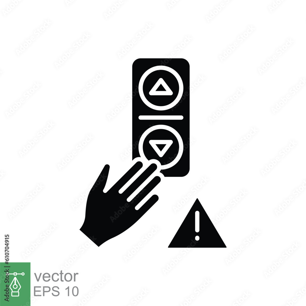 Avoid touching lift panel button icon. Simple solid style. Hand press ... Avoid touching lift panel button icon. Simple solid style. Hand press ...