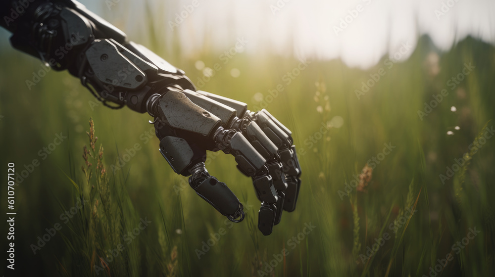 Generative AI illustration of futuristic bionic arm prosthesis with ...