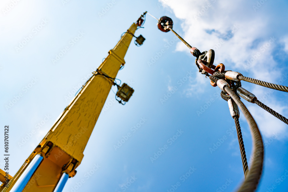 The hydraulic cylinders of an offshore oil rig crane are using four ...