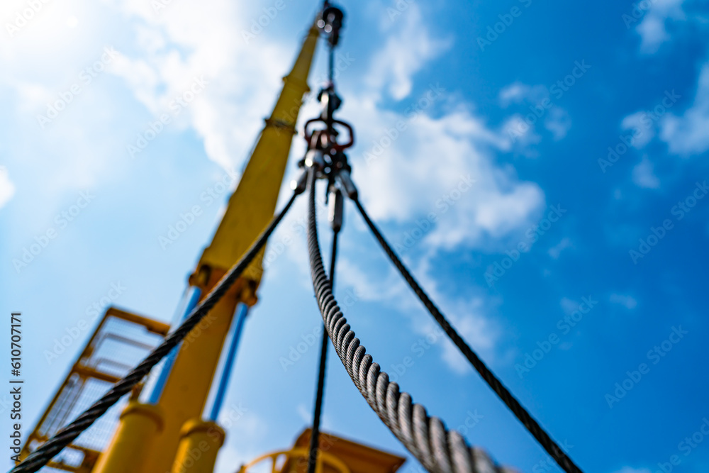 The hydraulic cylinders of an offshore oil rig crane are using four ...