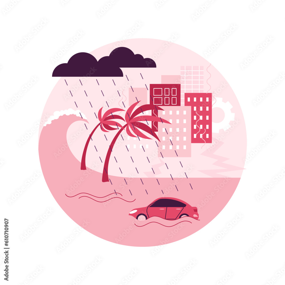 Flood abstract concept vector illustration. Natural disaster, water ...