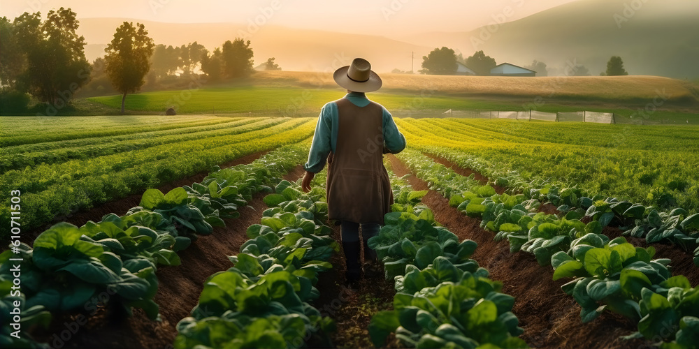 Sustainable Agriculture - A farmer in a field using eco-friendly ...
