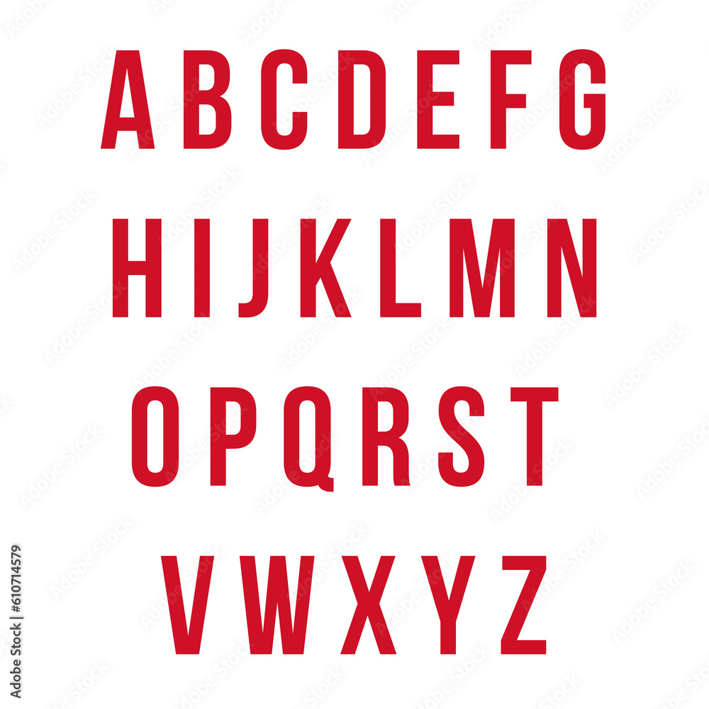 Vetor de Red alphabet UTM Bebas | Font UTM Bebas | alphabet do Stock ...