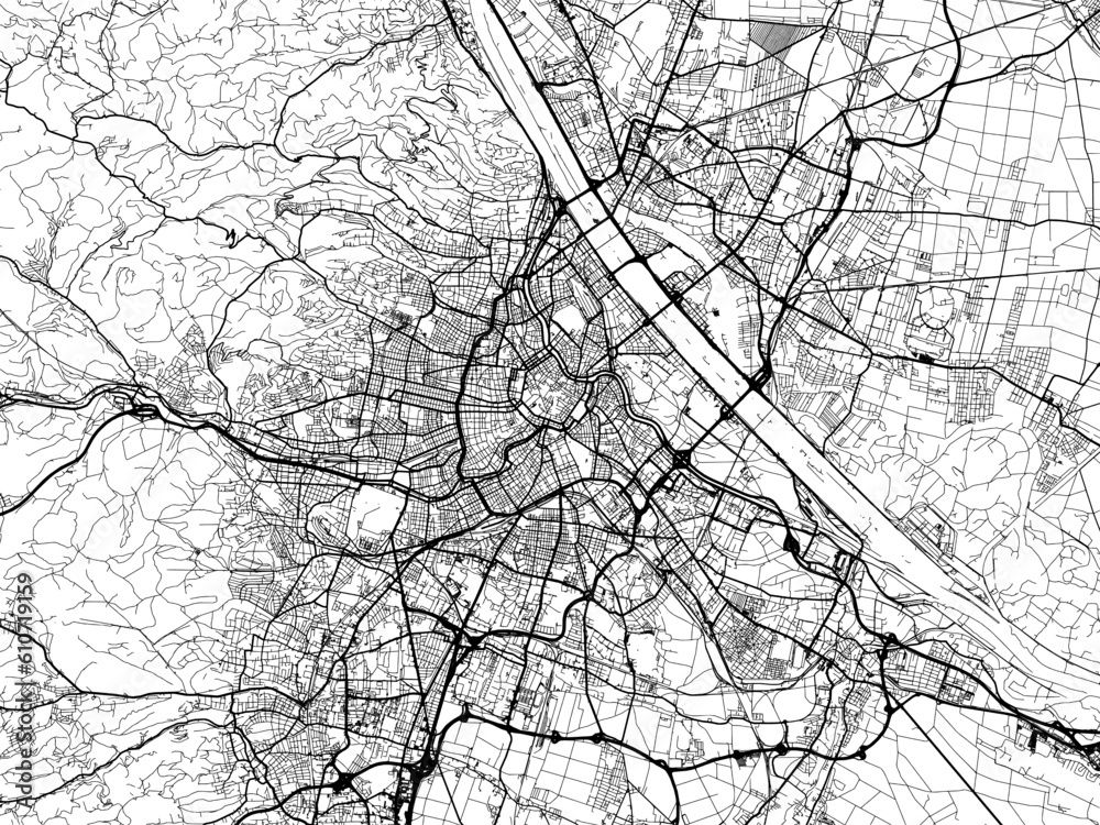 Vector road map of the city of Wien in the Austria on a white ...