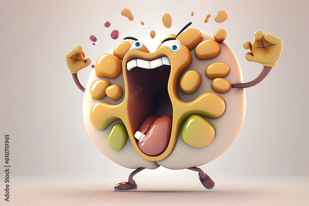 Stomach. Cute cartoon healthy human anatomy internal organ character ...