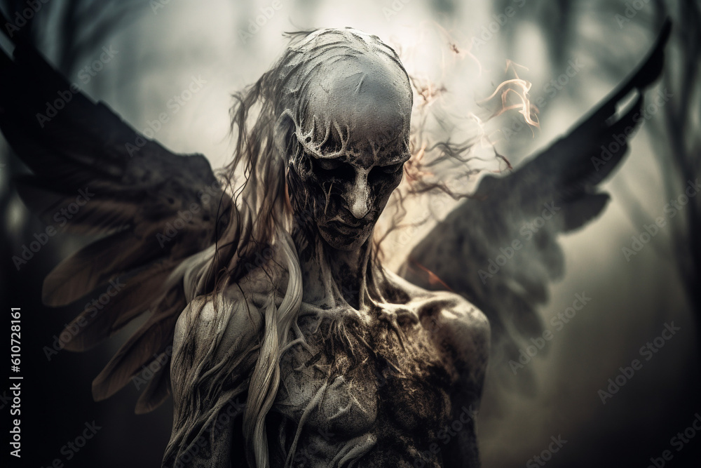 Religion, fantasy, fashion, good and evil concept. Abstract and surreal ...