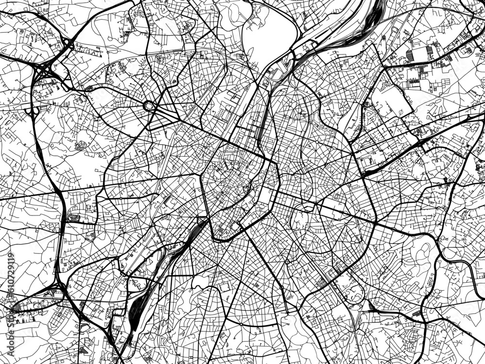 Vector road map of the city of Brussel in Belgium on a white background ...