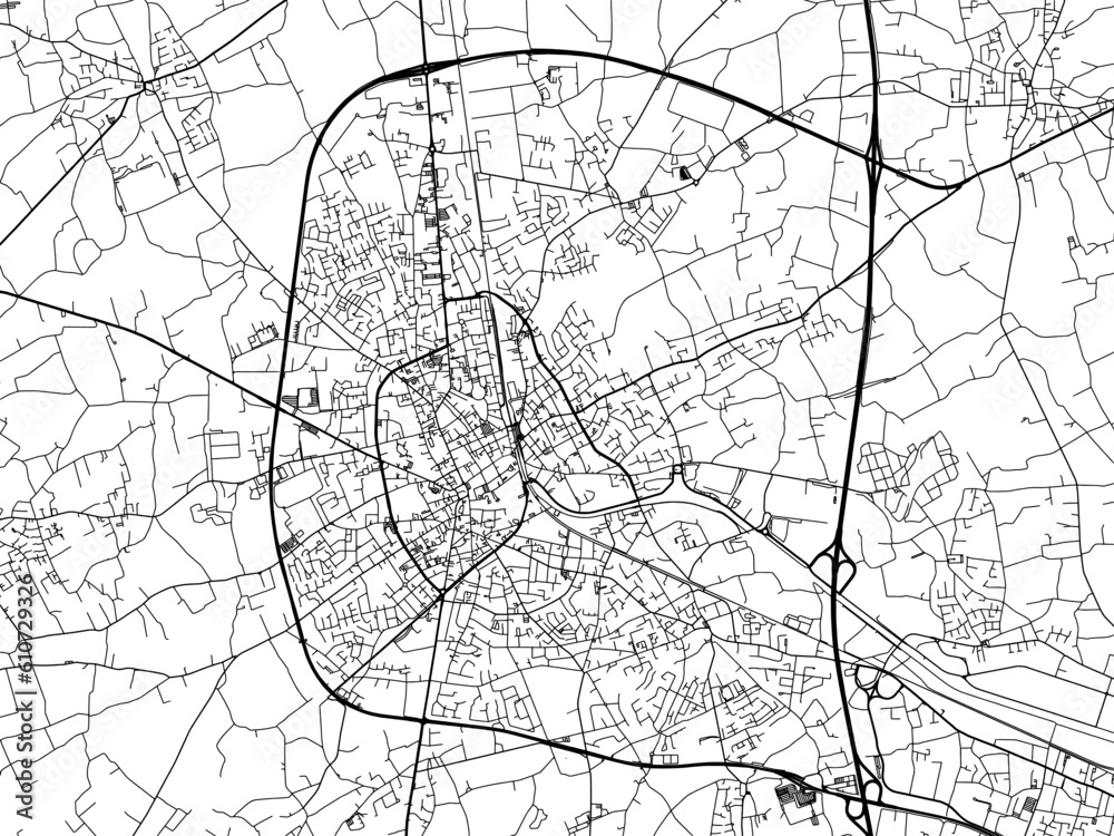Vector road map of the city of Roeselare in Belgium on a white ...