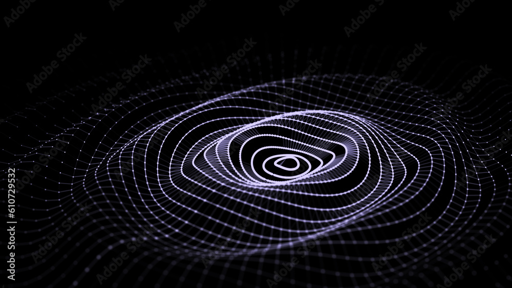 Digital vibration and style sound wave. Circle pulse wave with points ...