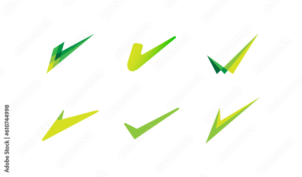 pack of creative logos and icons of a green check mark for branding and ...