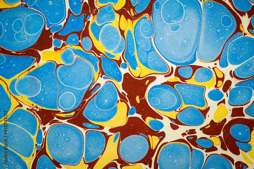 Ebru art. Traditional Turkish Ebru technique. Painting on water ...