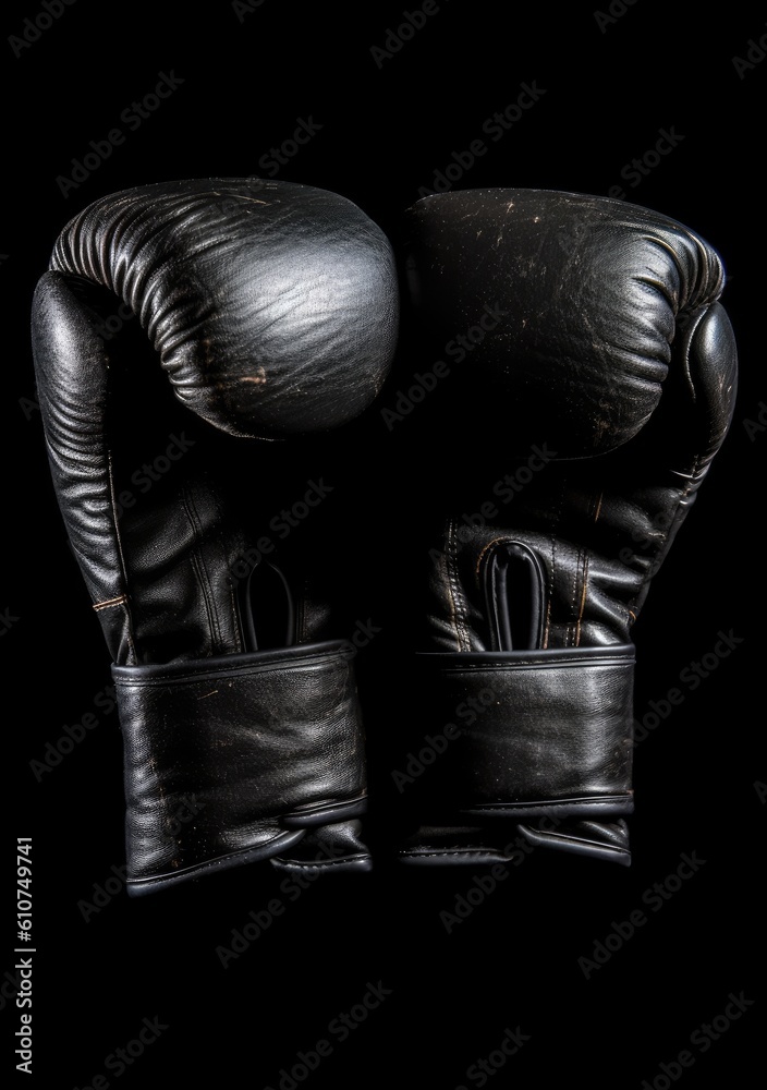 Black boxing gloves with black background created using generative AI ...