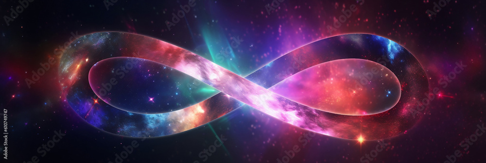 Colorful space with infinity symbol, banner, generative AI Stock ...
