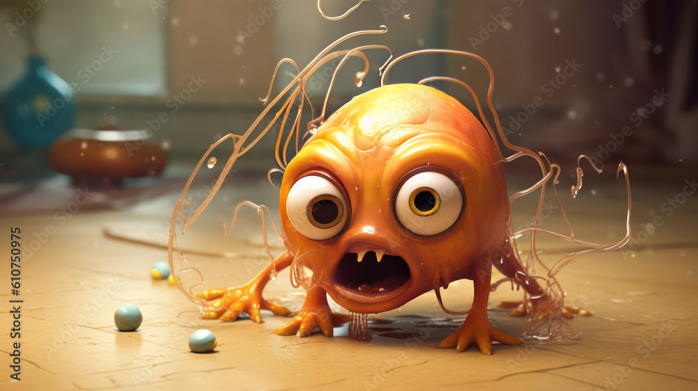 Generating AI illustration of a weird monster, Cartoon characters with ...