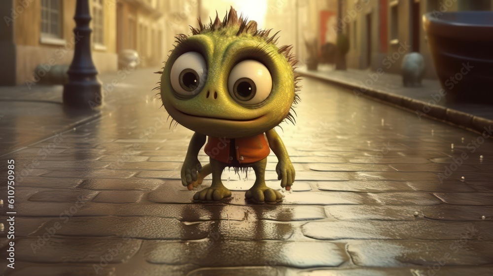 Generating AI illustration of a weird monster, Cartoon characters with ...