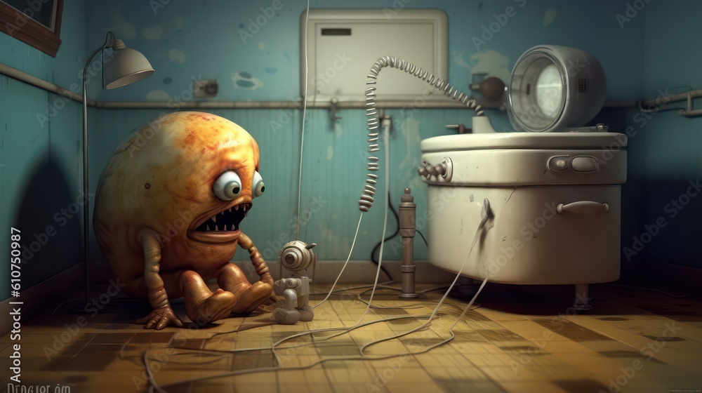 Generating AI illustration of a weird monster, Cartoon characters with ...