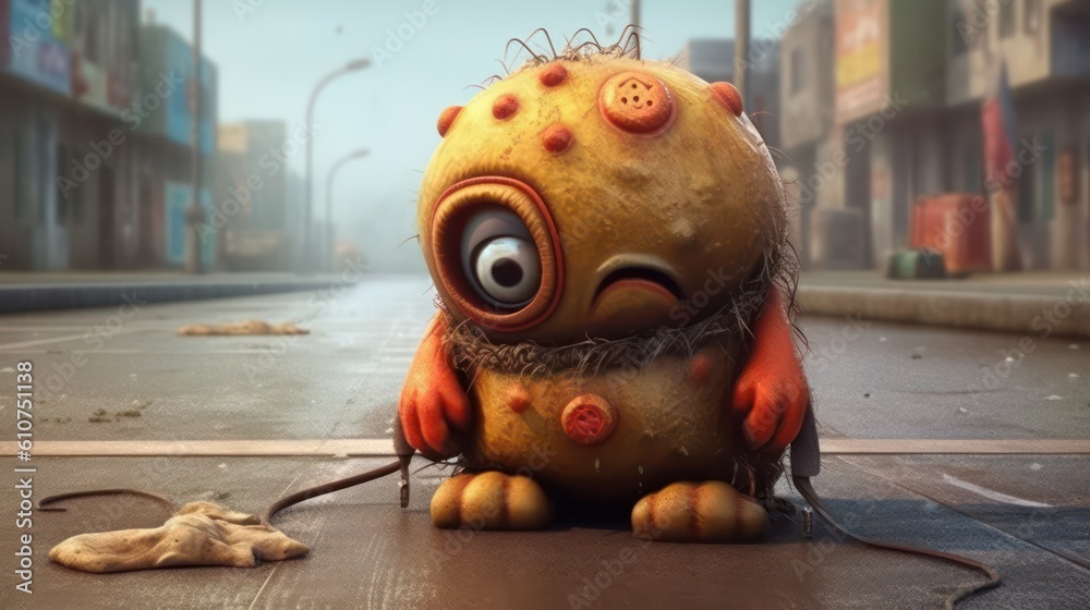 Generating AI illustration of a weird and horrible monster, Cartoon ...