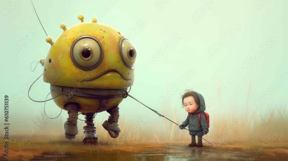 Generating AI illustration of a weird and horrible monster, Cartoon ...