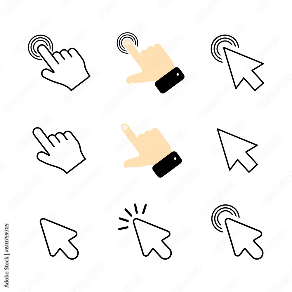 Touch vector icon set. Illustration isolated for graphic and web design ...