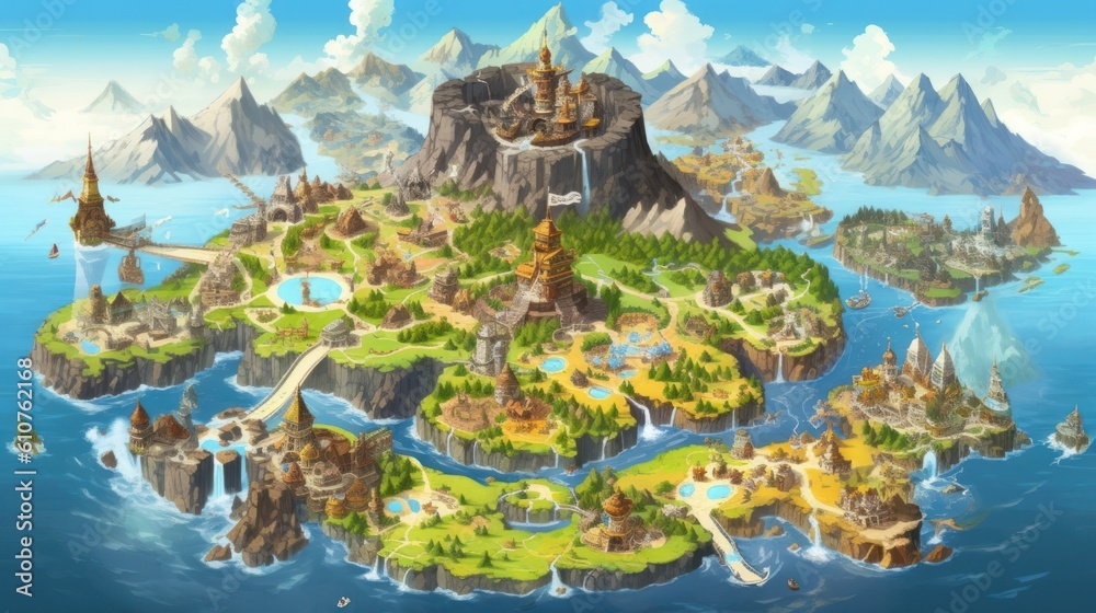 RPG Game World Map Stock Illustration | Adobe Stock