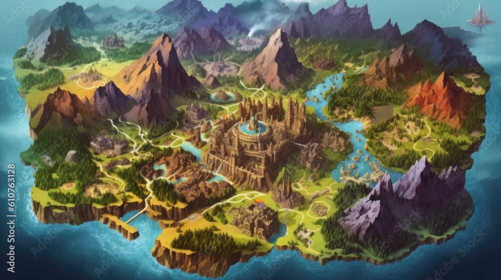 RPG Game World Map Stock Illustration | Adobe Stock