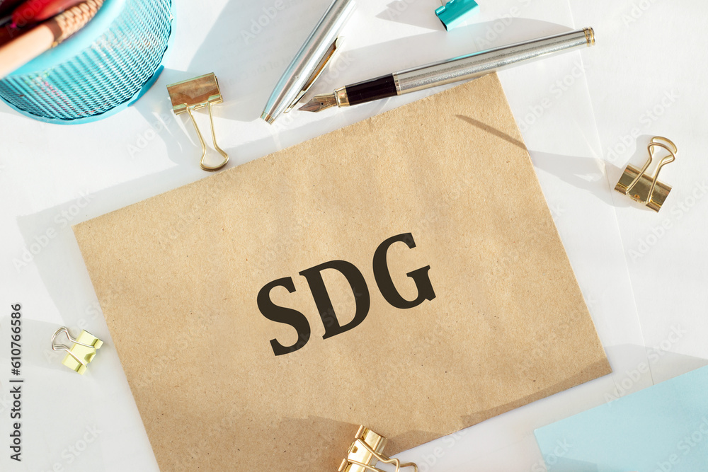 SDG - Sustainable Development Goals- text on light background ...