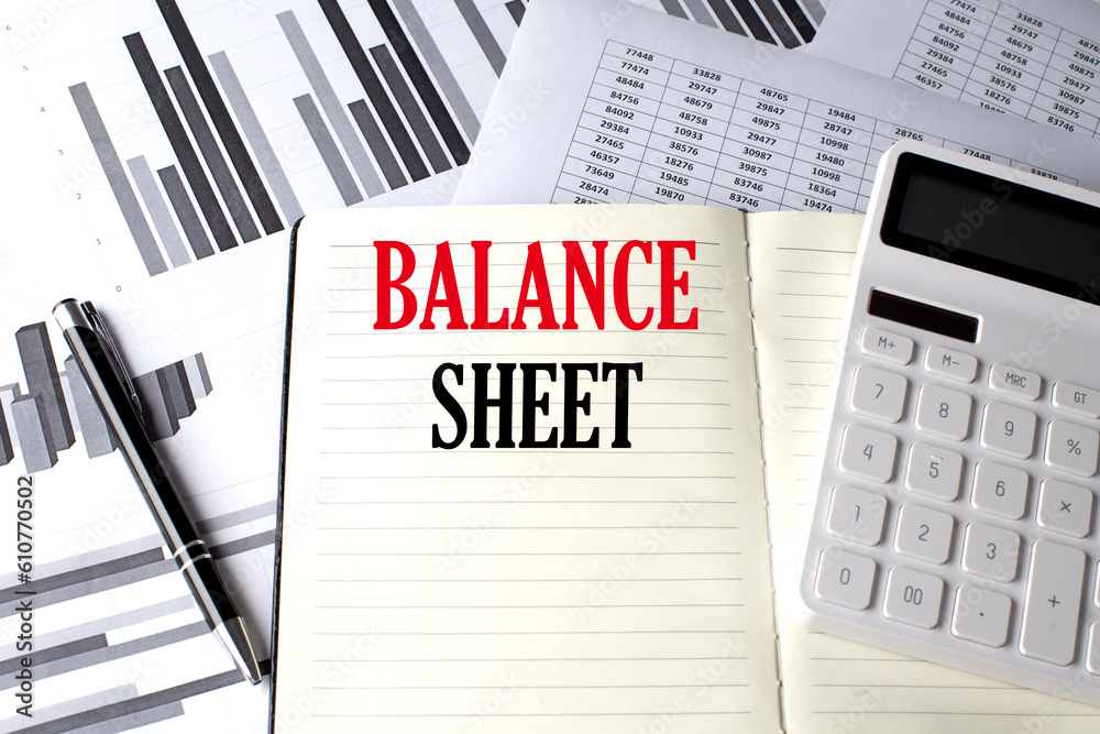 BALANCE SHEET text written on a notebook on chart and diagram Stock ...