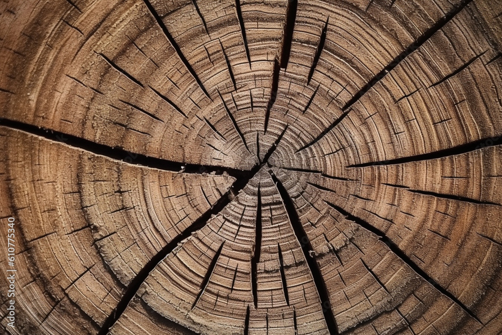 Closeup showcases tree's growth history through circle patterns ...