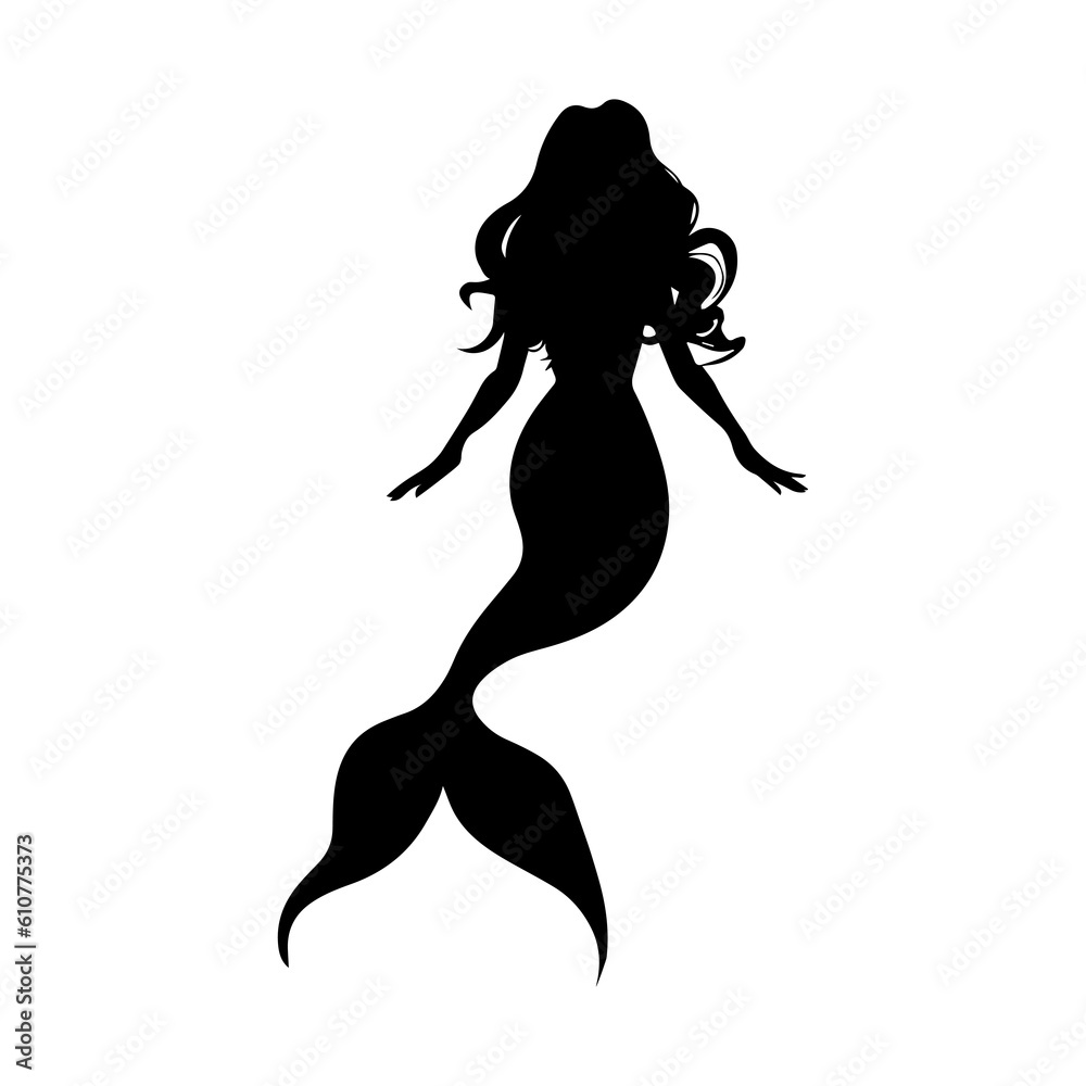 Vector illustration. Mermaid silhouette. Girl with a fishtail. Stock ...