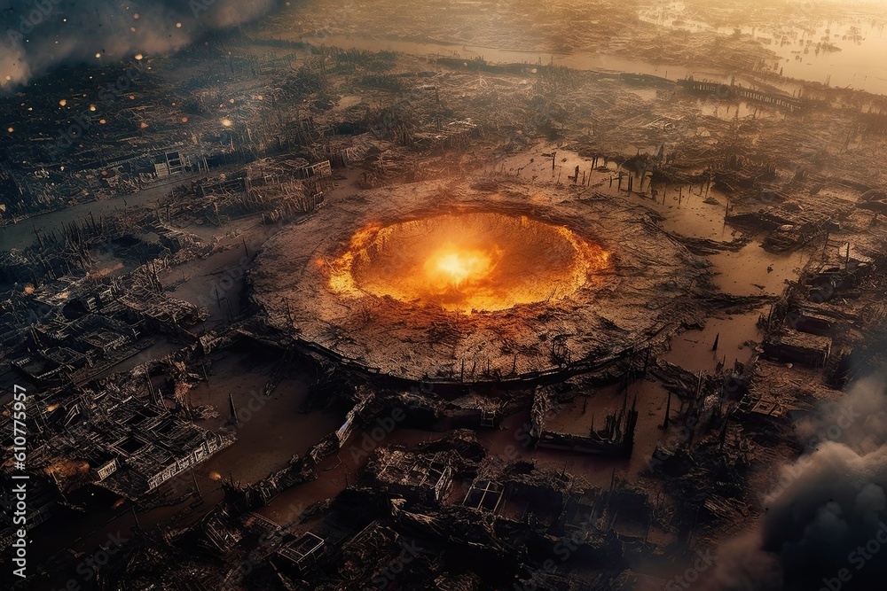 horizontal photo city earthquake post-apocalyptic bomb city after ...