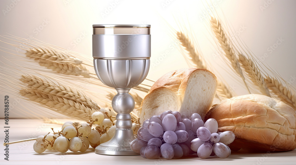 The first Holy Communion. Christian background, generative ai Stock ...