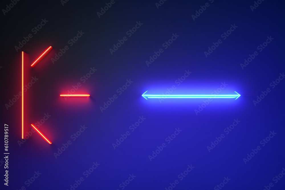 abstract minimalist geometric background. Two counter neon arrows ...