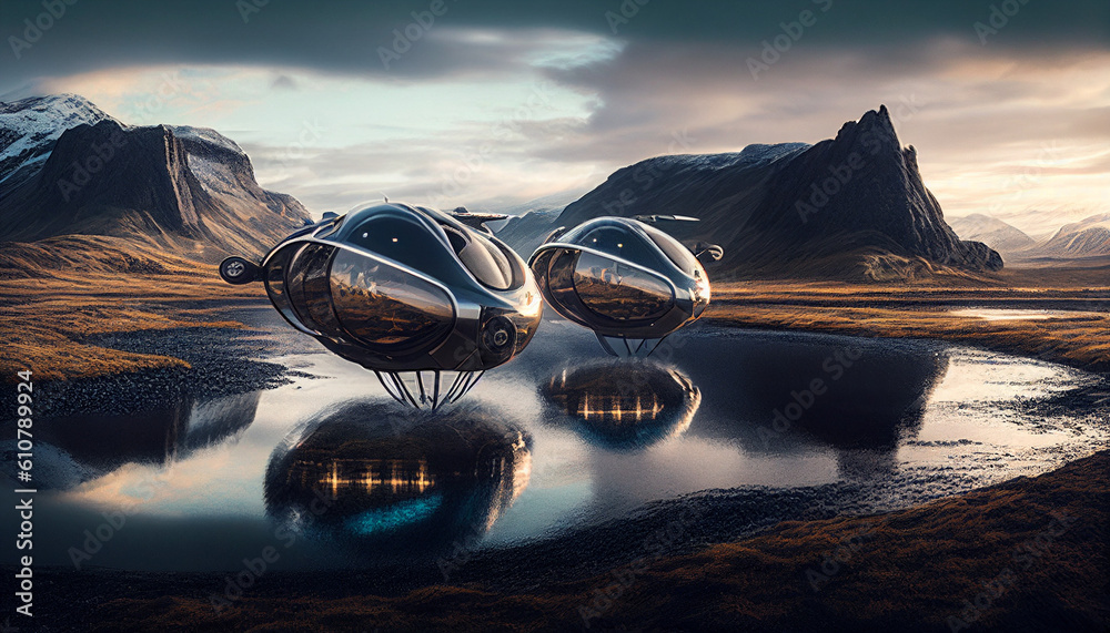 Electric flying transportation pod vehicle future public mobility ...
