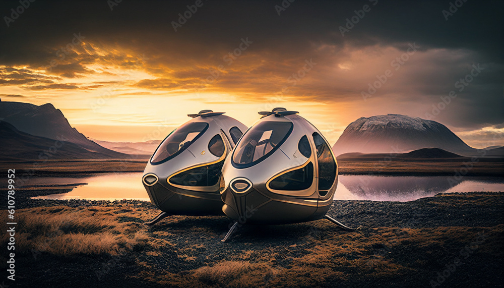 Electric flying transportation pod vehicle future public mobility ...