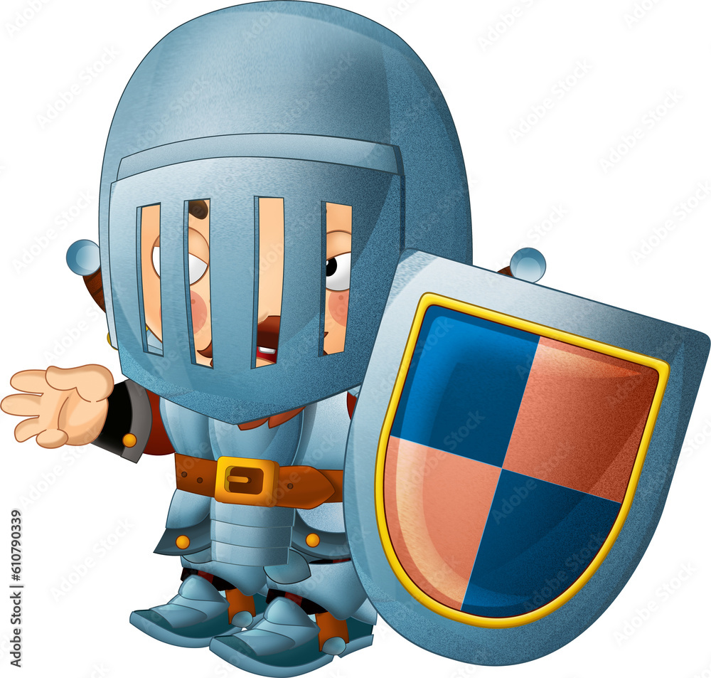 cartoon scene with medieval happy knight in armor isolated illustration ...