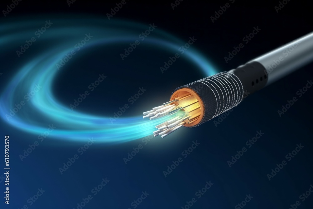 Broken fiber optic underwater internet cable. AI generated, human ...