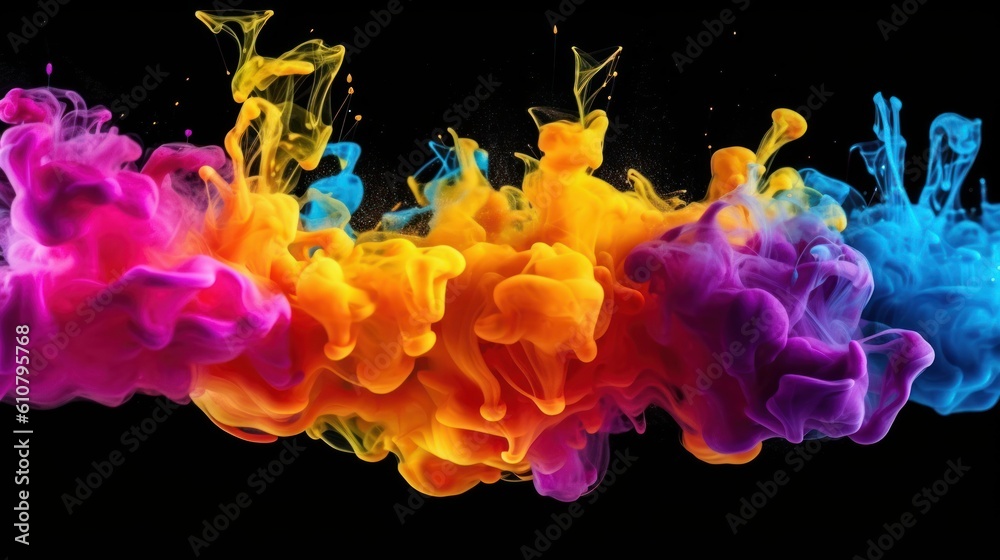 Liquid ink explosion creating mesmerizing abstract shapes. AI generated ...