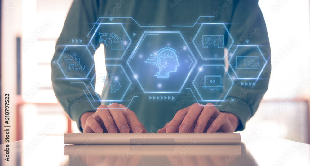 concept of AI-Artificial intelligence innovation. AI adoption ...