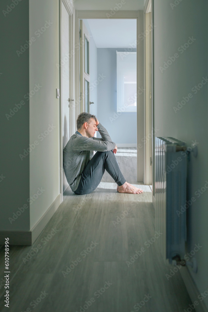 Desperate man with mental disorder and suicidal thoughts holding his ...