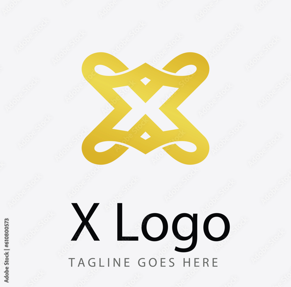 x logo design template, a yellow symbol with a white background, a logo ...
